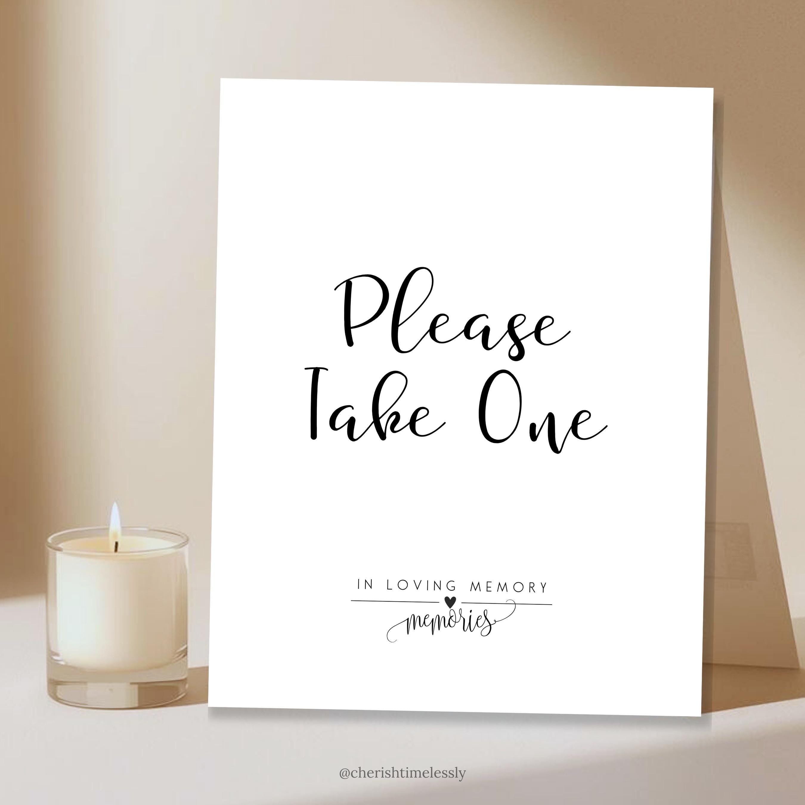 Please Take One – Share a Memory Sign Printable, Minimalist Memorial ...
