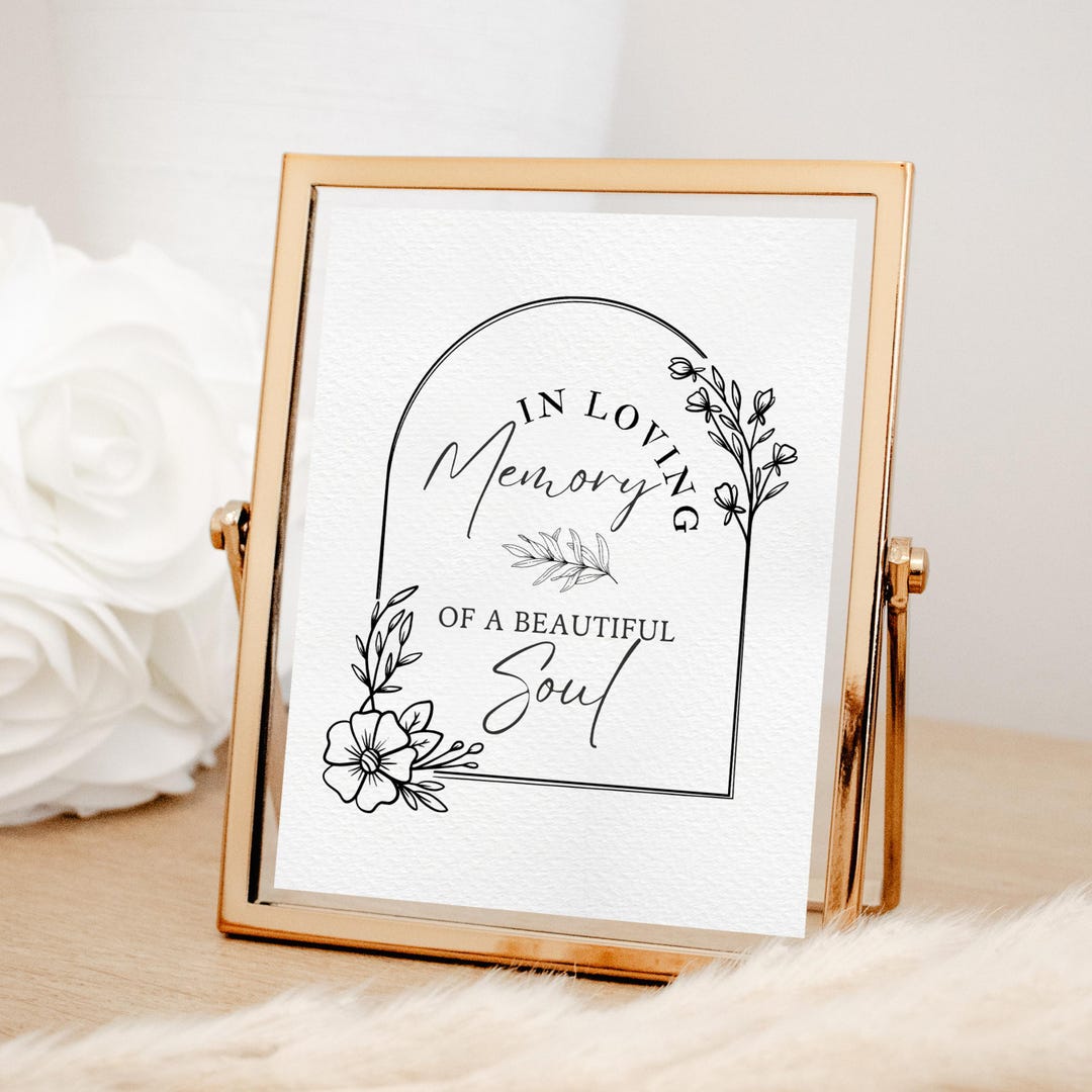 In Loving Memory Table Sign - Minimalist Tribute for Funerals and ...