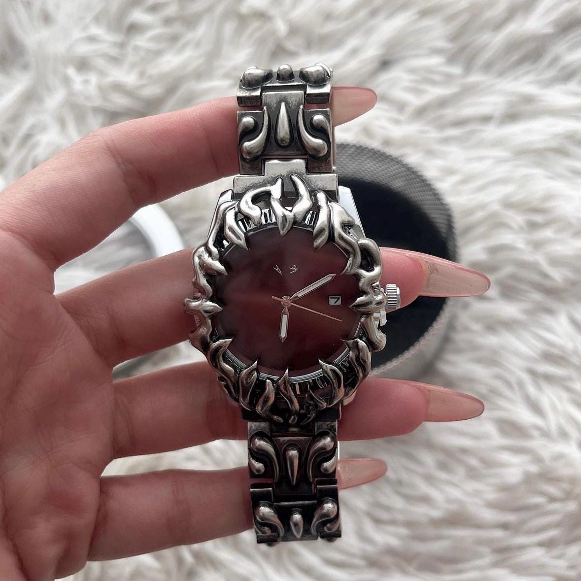 Silver Hawk Gothic Wristwatch Claw Design Silver Dove Stainless Steel ...