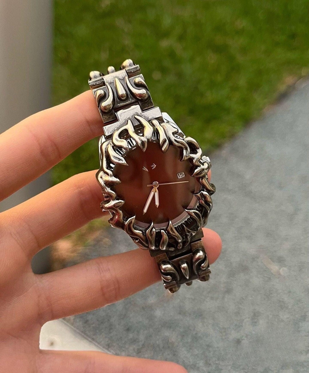 Silver Hawk Gothic Wristwatch Claw Design Silver Dove Stainless Steel ...