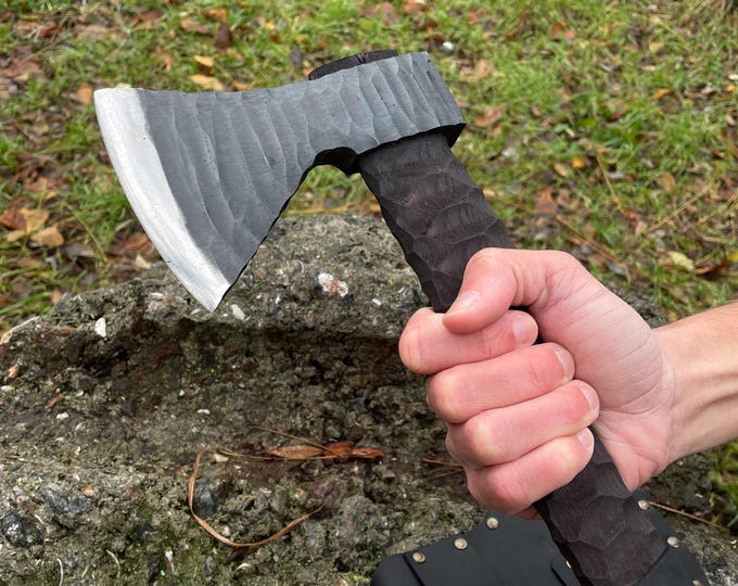 Custom Axe With Leather Sheath, Handcrafted Functional Axe From Carbon ...
