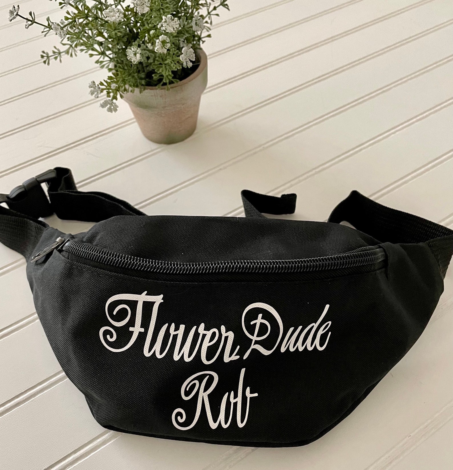 Flower Dude Personalized Fanny Pack/black Fanny Pack/white - Etsy
