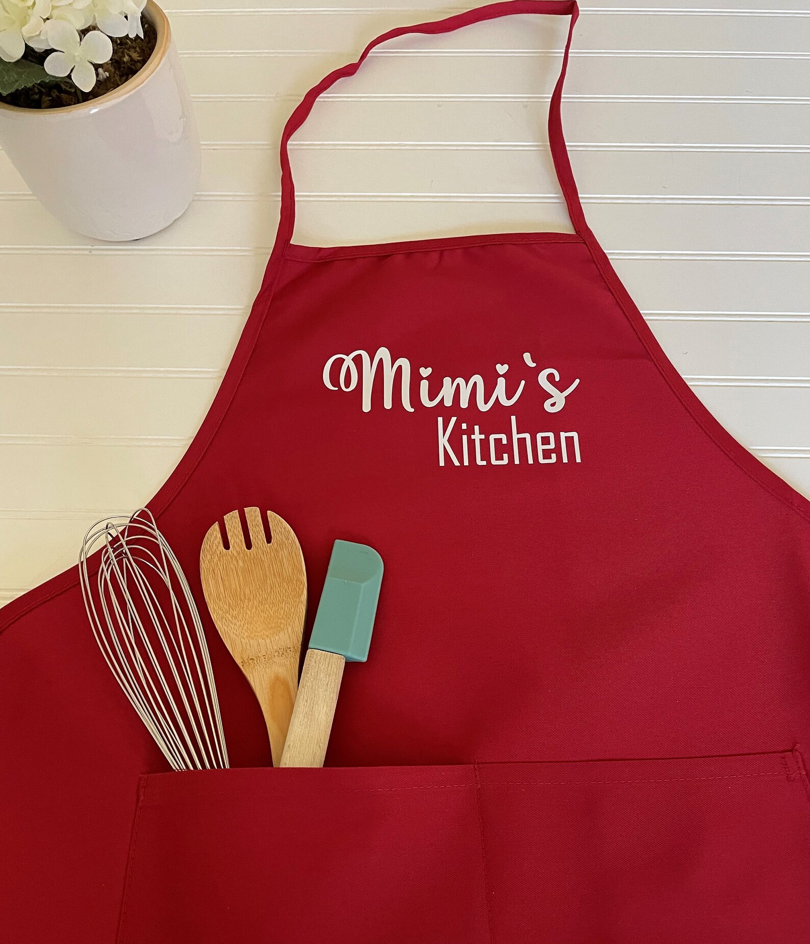 Mimi's Kitchen/red Apron With White Graphic/apron for - Etsy