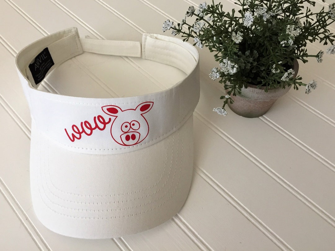 Hog Fan Visor/white Visor With Red Graphic/arkansas Fan/hog - Etsy