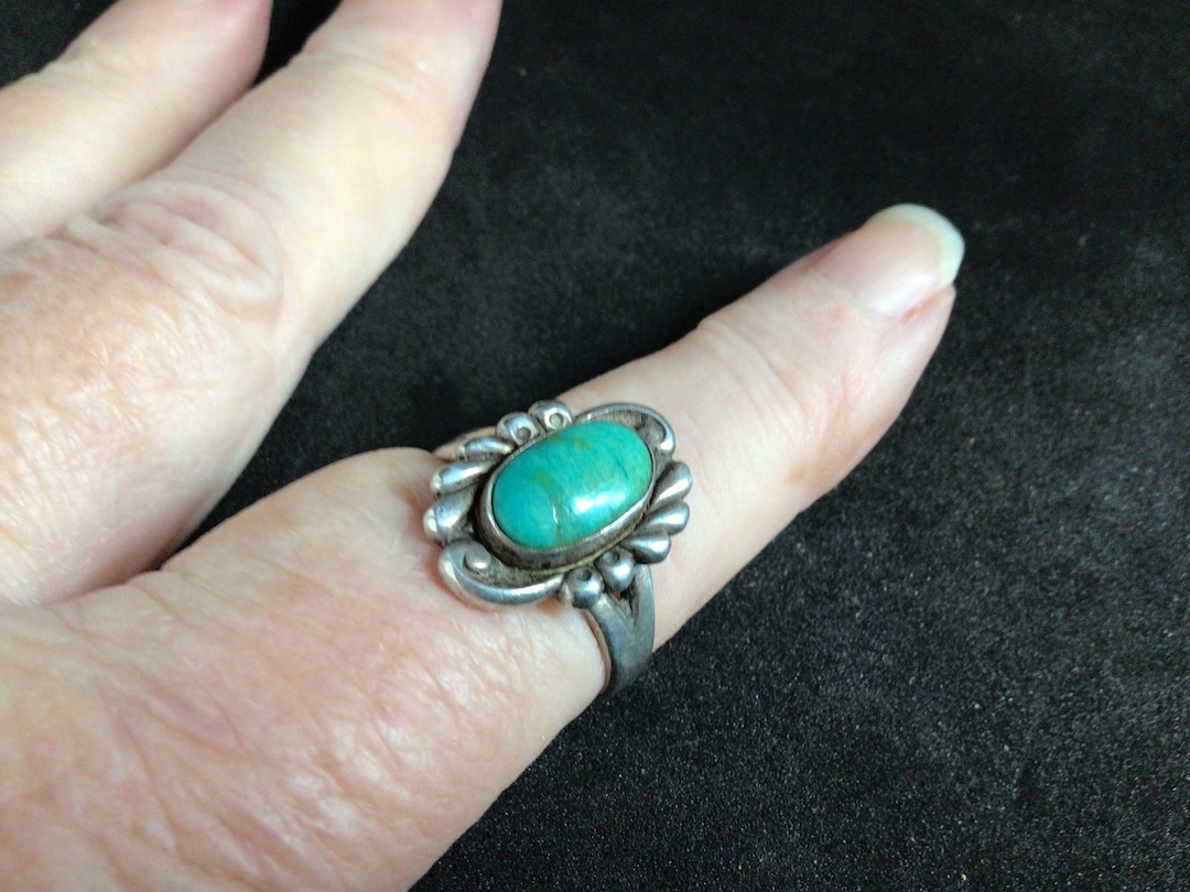 Vintage Bell Trading Post Turquoise Ring Sterling Silver Size 8 - Etsy