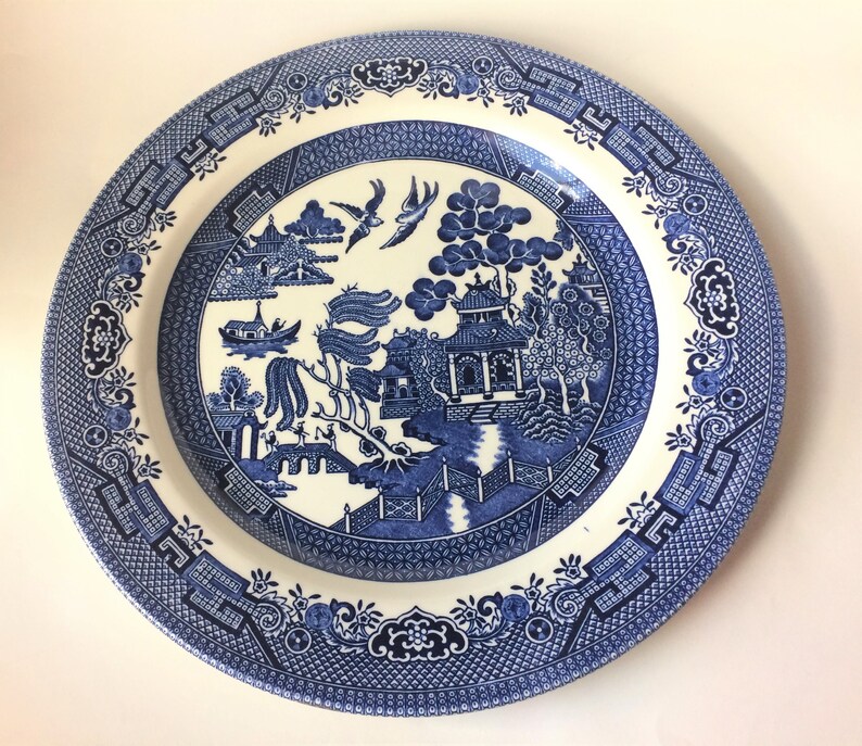 Dos Churchill Blue Willow Plates transferware porcelana - Etsy España
