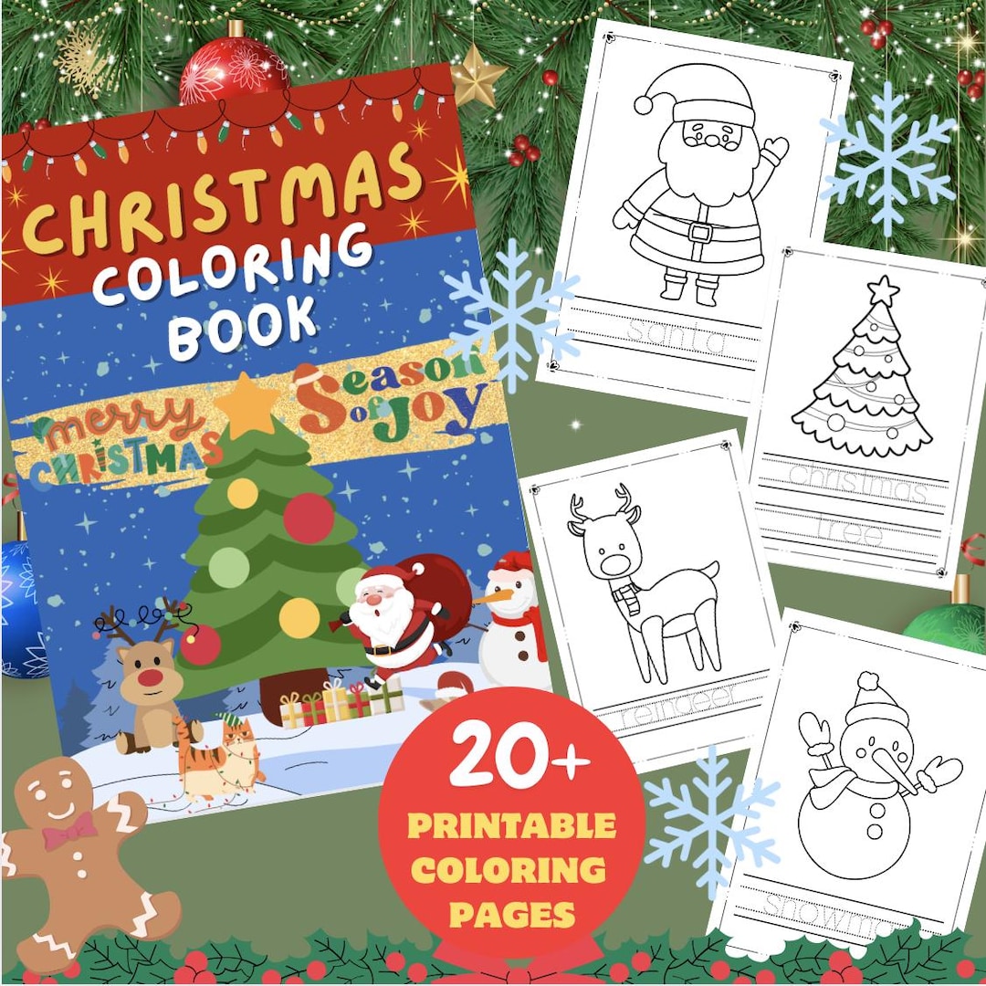 Christmas Fun Coloring Pages for Children Activity Book Busybook Cute ...