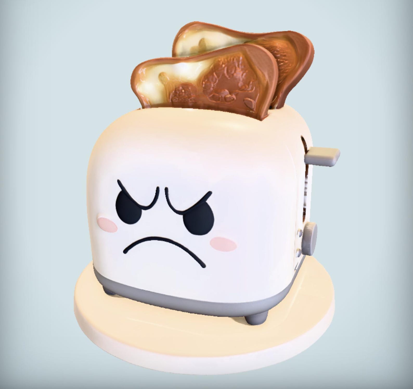 Sad and Angry Toaster Dropping Burned Toast STL Funny 3D Print Model ...