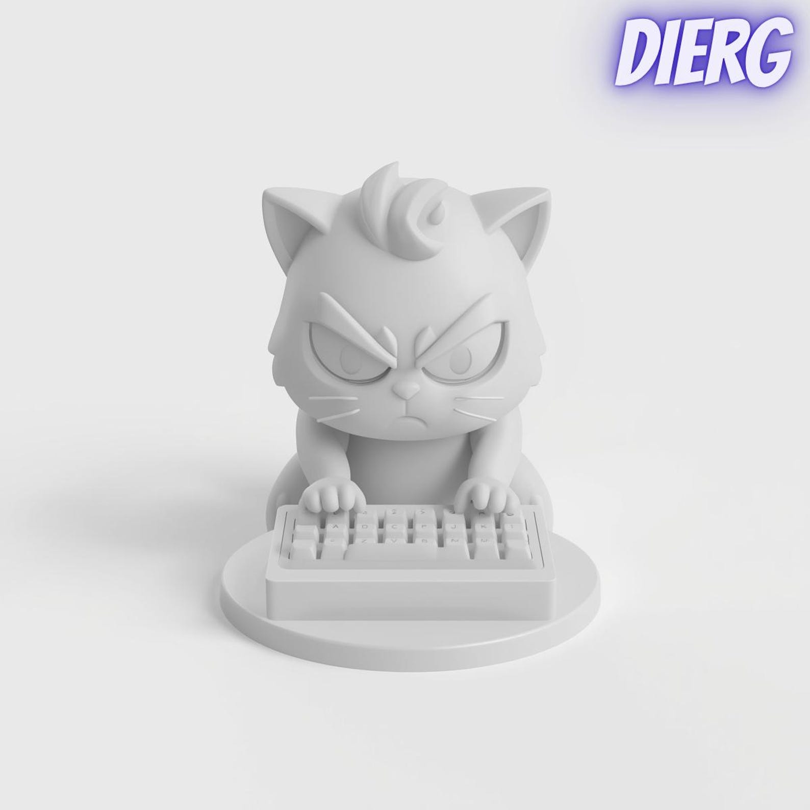 Cat Typing Angrily on Mini Keyboard STL Cute Funny 3D Print Model ...