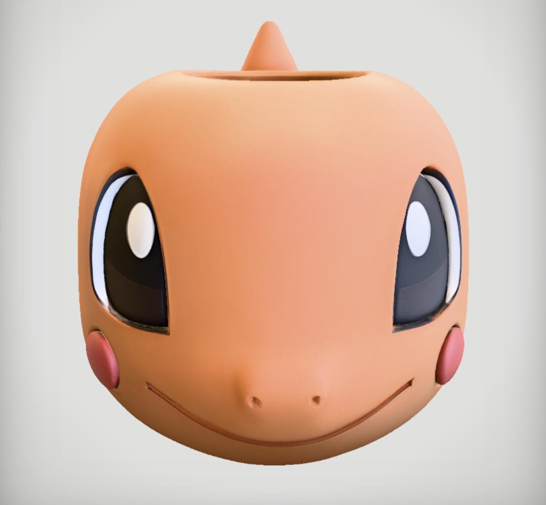 Animal Charmander Head Pot STL Cute 3D Print Model for Succulent ...