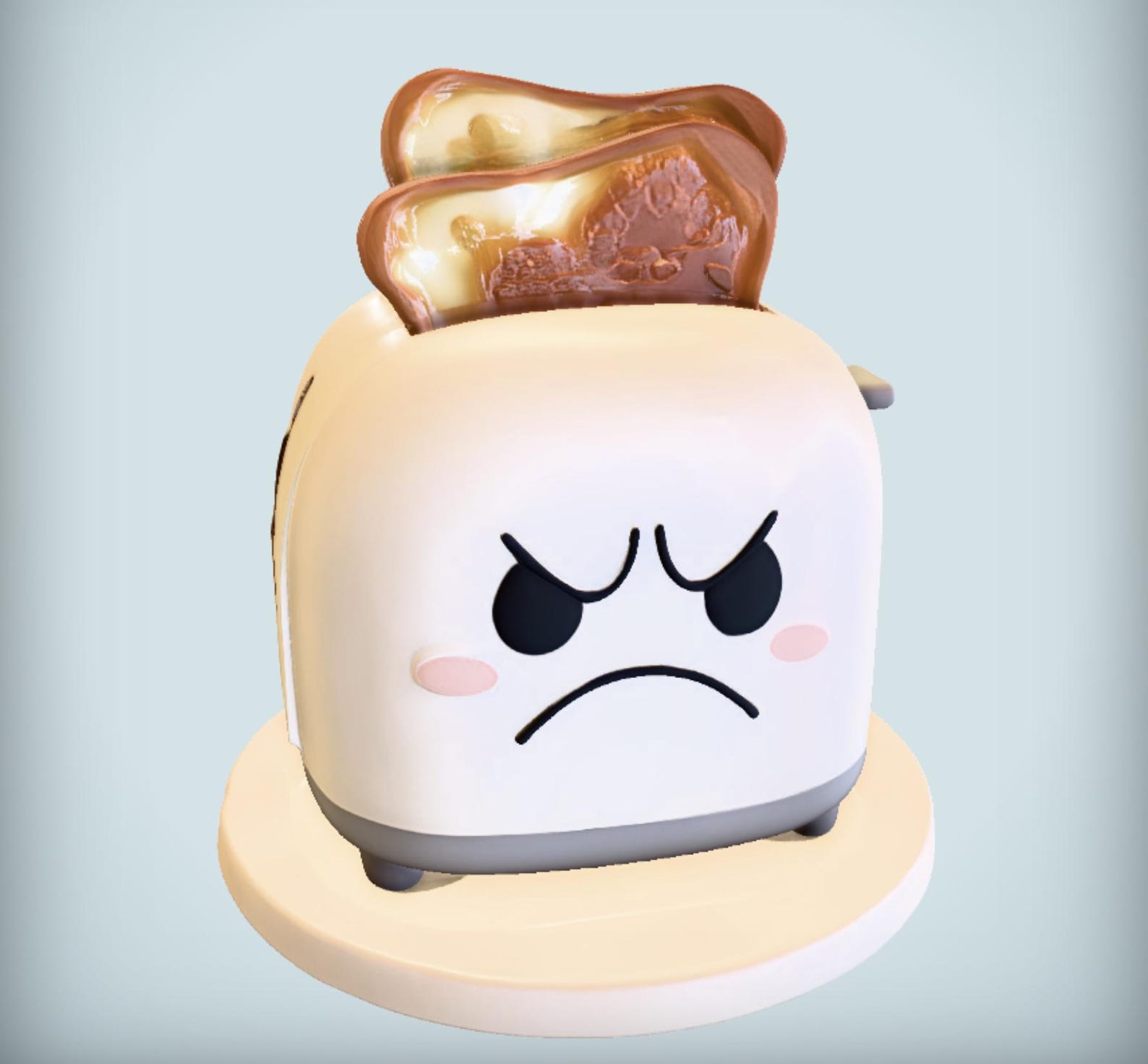 Sad and Angry Toaster Dropping Burned Toast STL Funny 3D Print Model ...