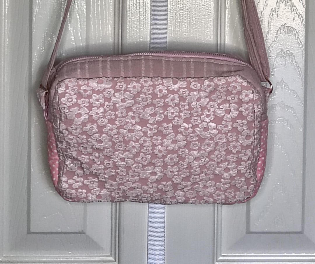 Handmade Purse for an Adult, Pink Flower Lace, Polka Dots Print, Inside ...