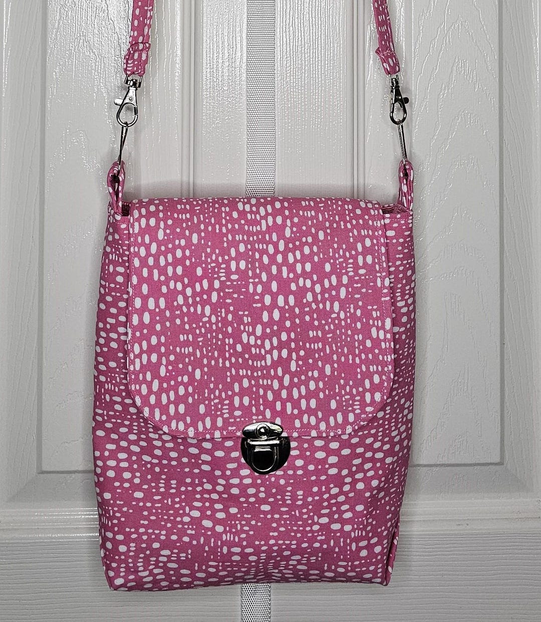 Handmade Purse for an Adult in Pink and White Print With Adjustable ...