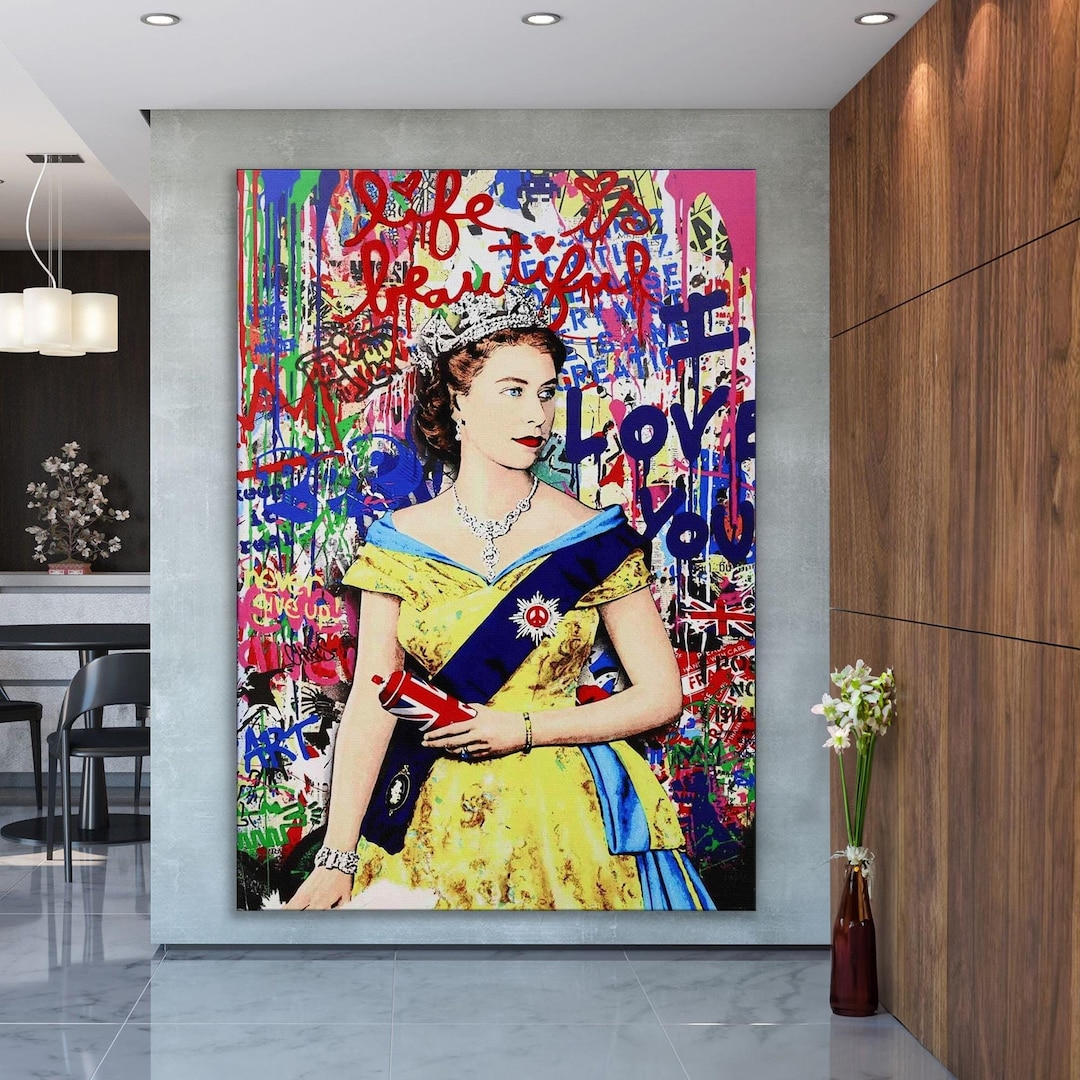 Banksy Queen Elizabeth Wall Art, Banksy Street Art Pop Art Wall Art ...
