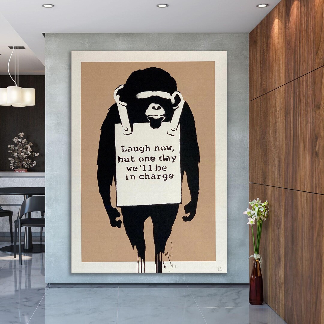 Banksy Laugh Now Street Graffiti Pop Art Canvas, Roll, or Framed ...