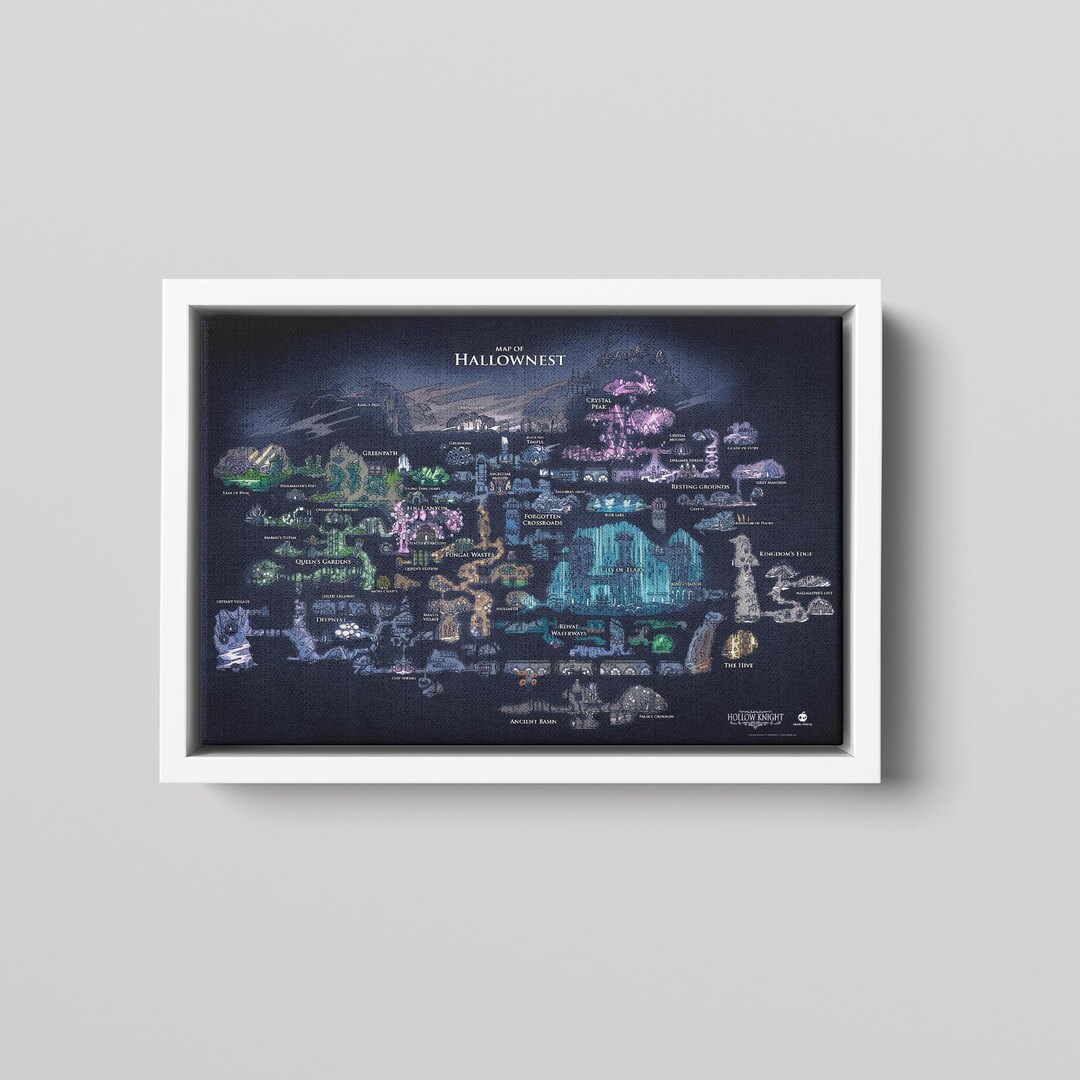 Hollow Knight Map Canvas, Hallownest Wall Art Poster, Rolled Canvas ...