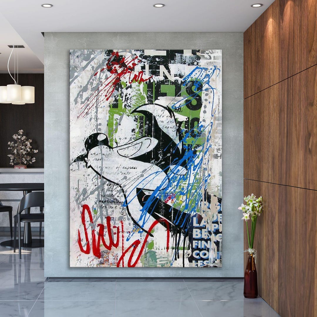 Skunk Cartoon Pop Art Canvas, Graffiti Abstract Splash, Modern Wall ...