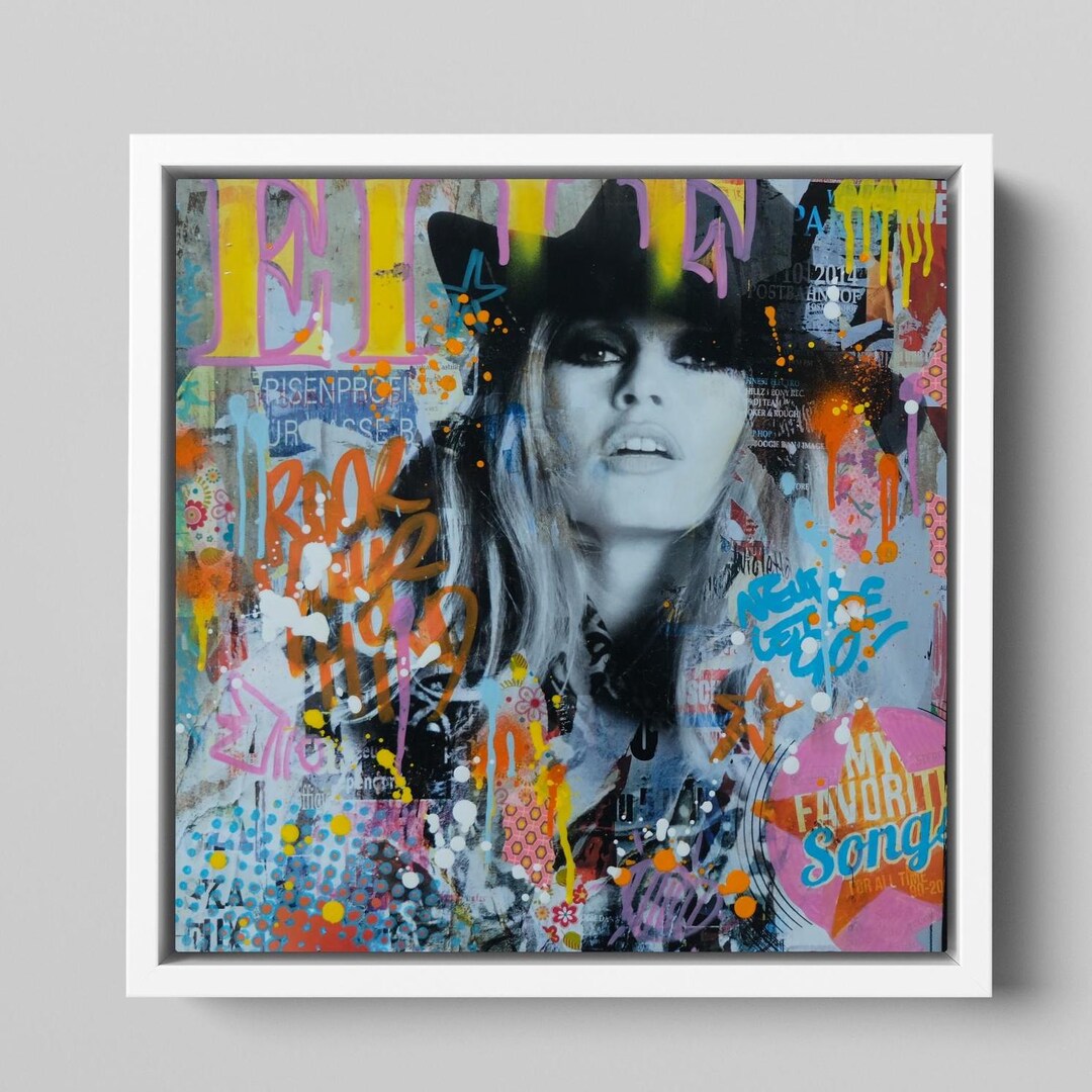 Brigitte Bardot Pop Art Canvas, Vintage Graffiti Wall Art, Retro Glam ...