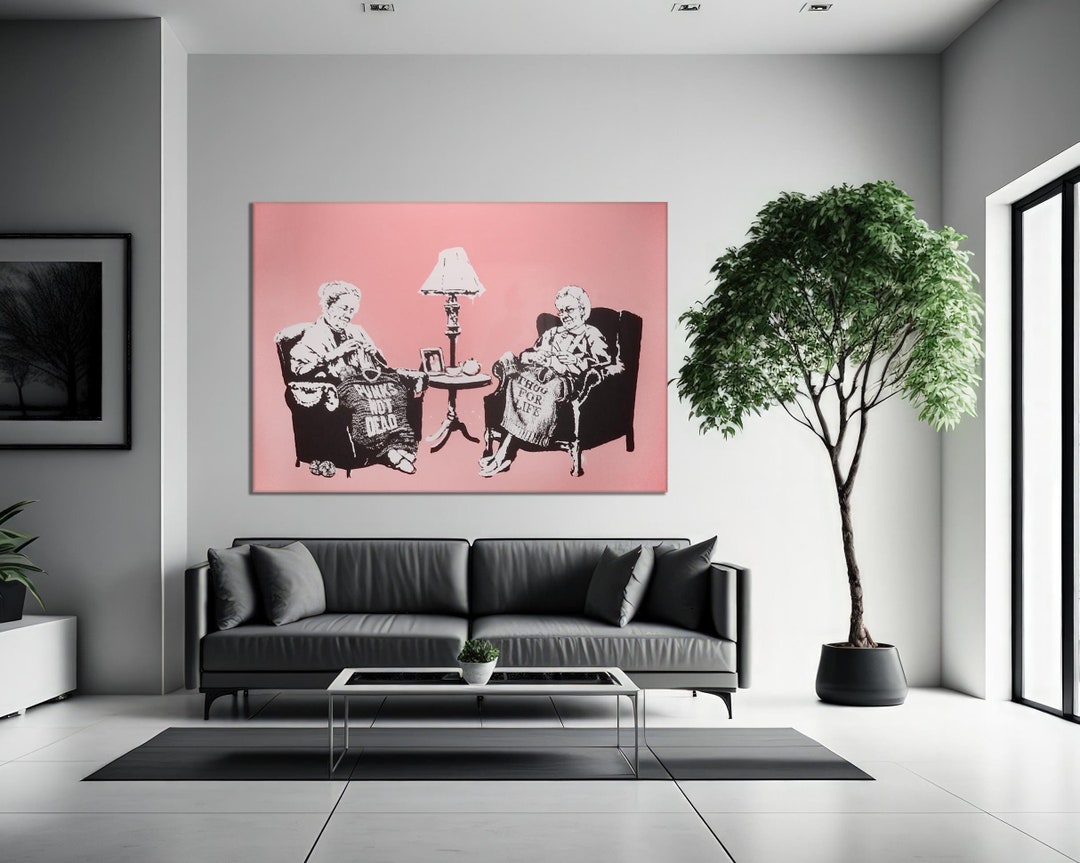 Banksy Grannies Street Graffiti Pop Art Canvas, Roll, or Framed Artwork ...