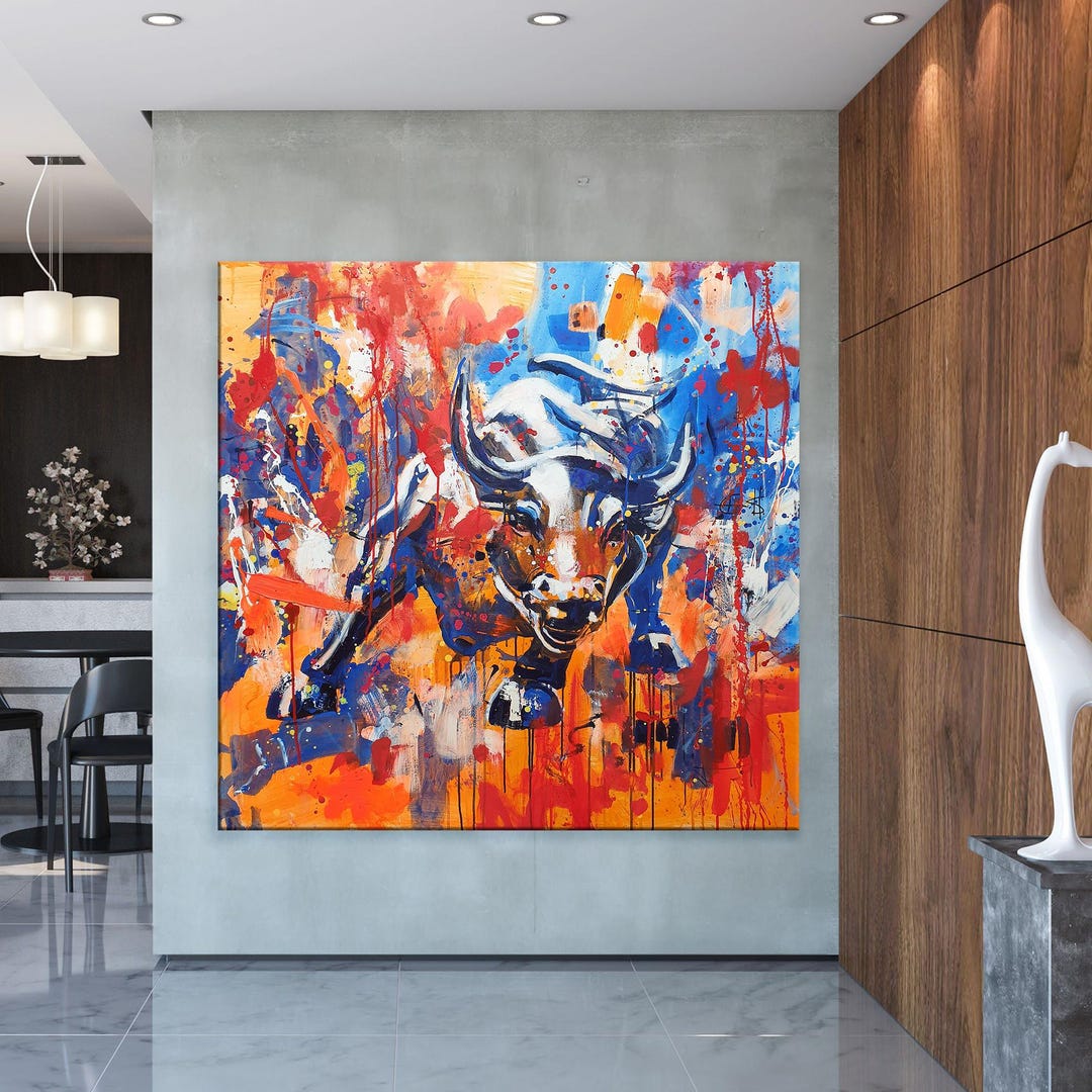 The Power of Courage Painting Bulls Pop Art Canvas Wall Art, Bold ...