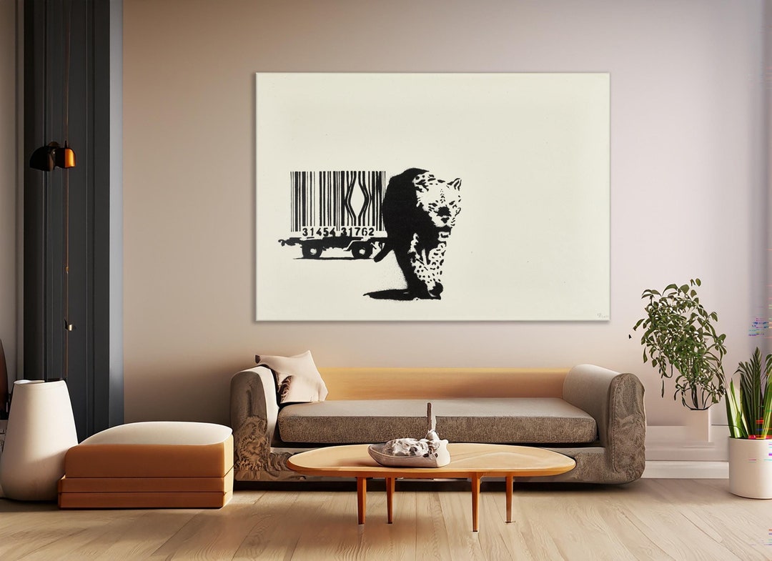 Banksy Barcode Street Graffiti Pop Art Canvas, Roll, or Framed Artwork ...