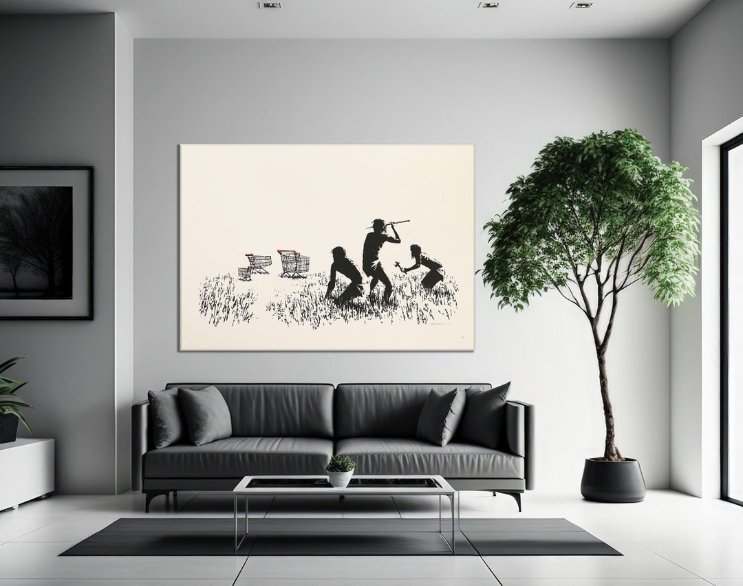 Banksy Trolleys Street Graffiti Pop Art Canvas, Roll, or Framed Artwork ...