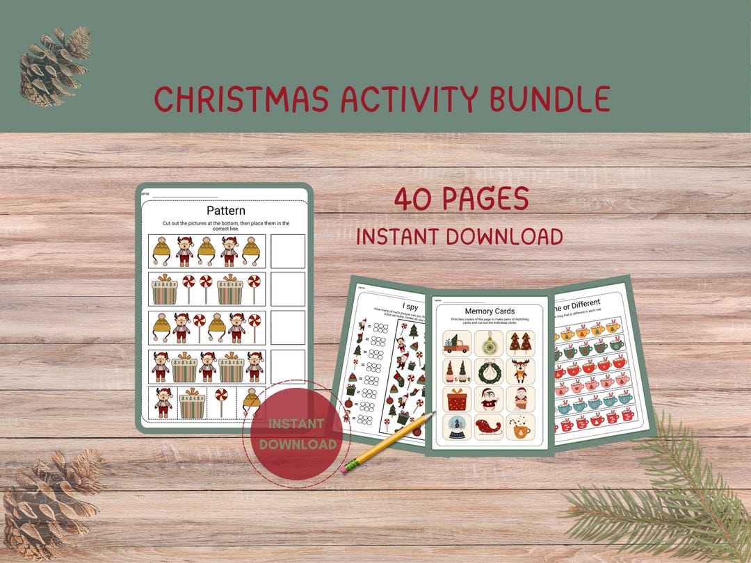 Printable Preschool Activity Bundle I Activity Bundle for Christmas - Etsy