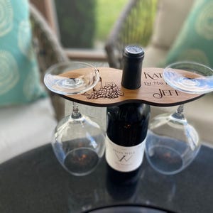 Wine Caddy-personalized Wine Caddy-wine Glass Holder-wine Butler-wood ...