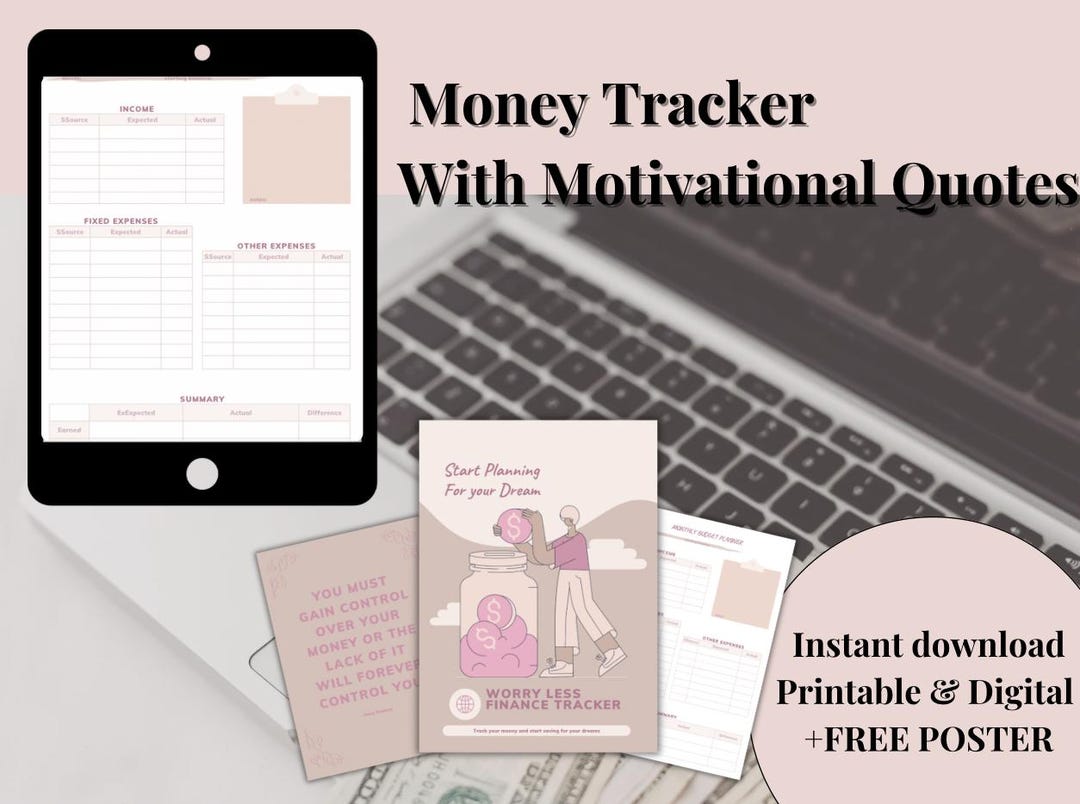 Printable Monthly Money Tracker Budget Planner & Savings Tracker ...