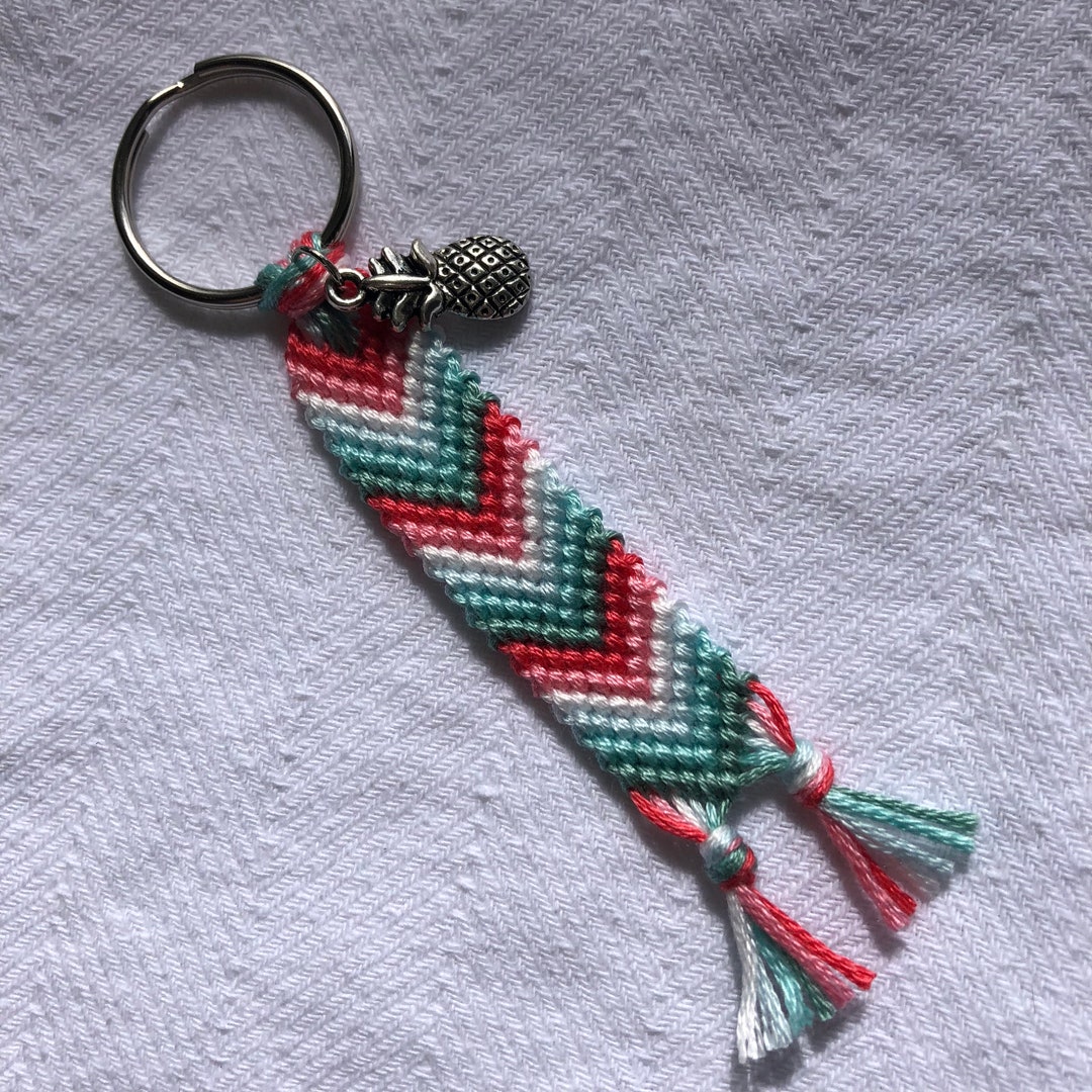 Pineapple Chevron Keychain - Etsy