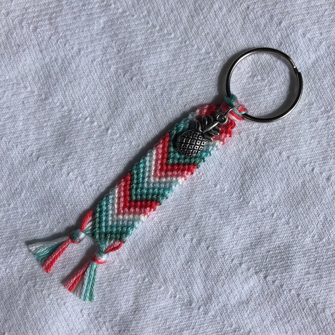 Pineapple Chevron Keychain - Etsy