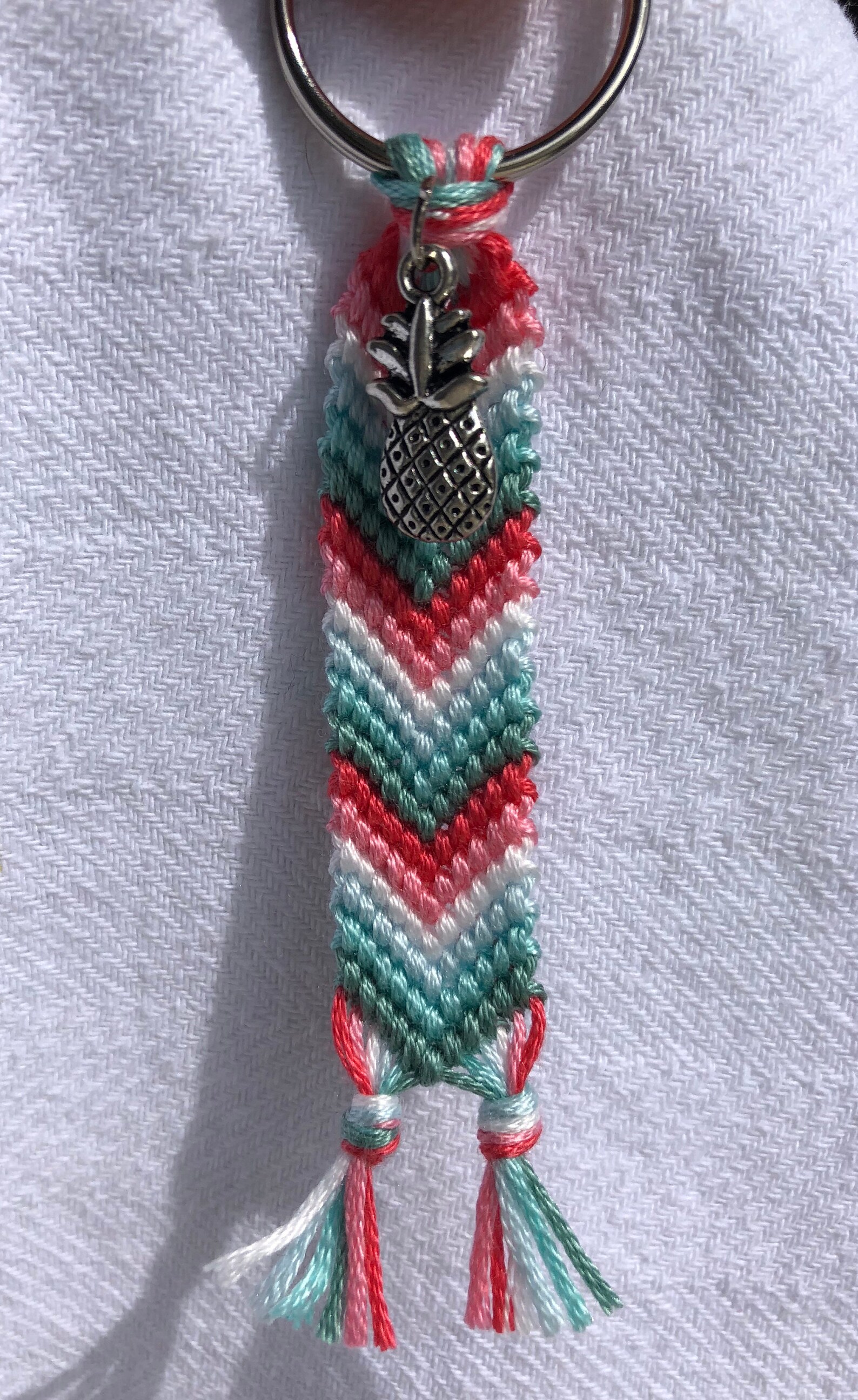 Pineapple Chevron Keychain | Etsy