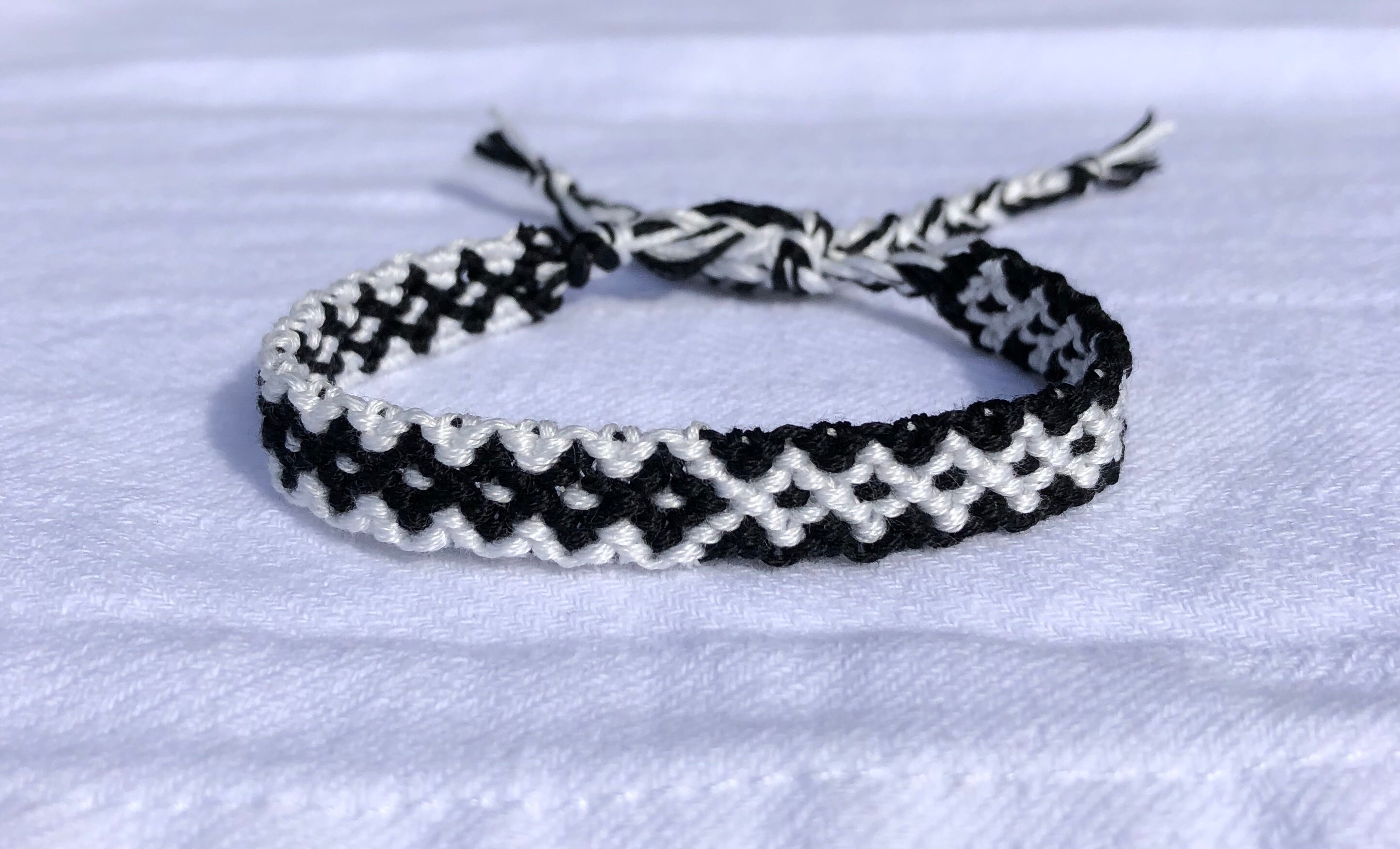 Black and White Friendship Bracelet - Etsy