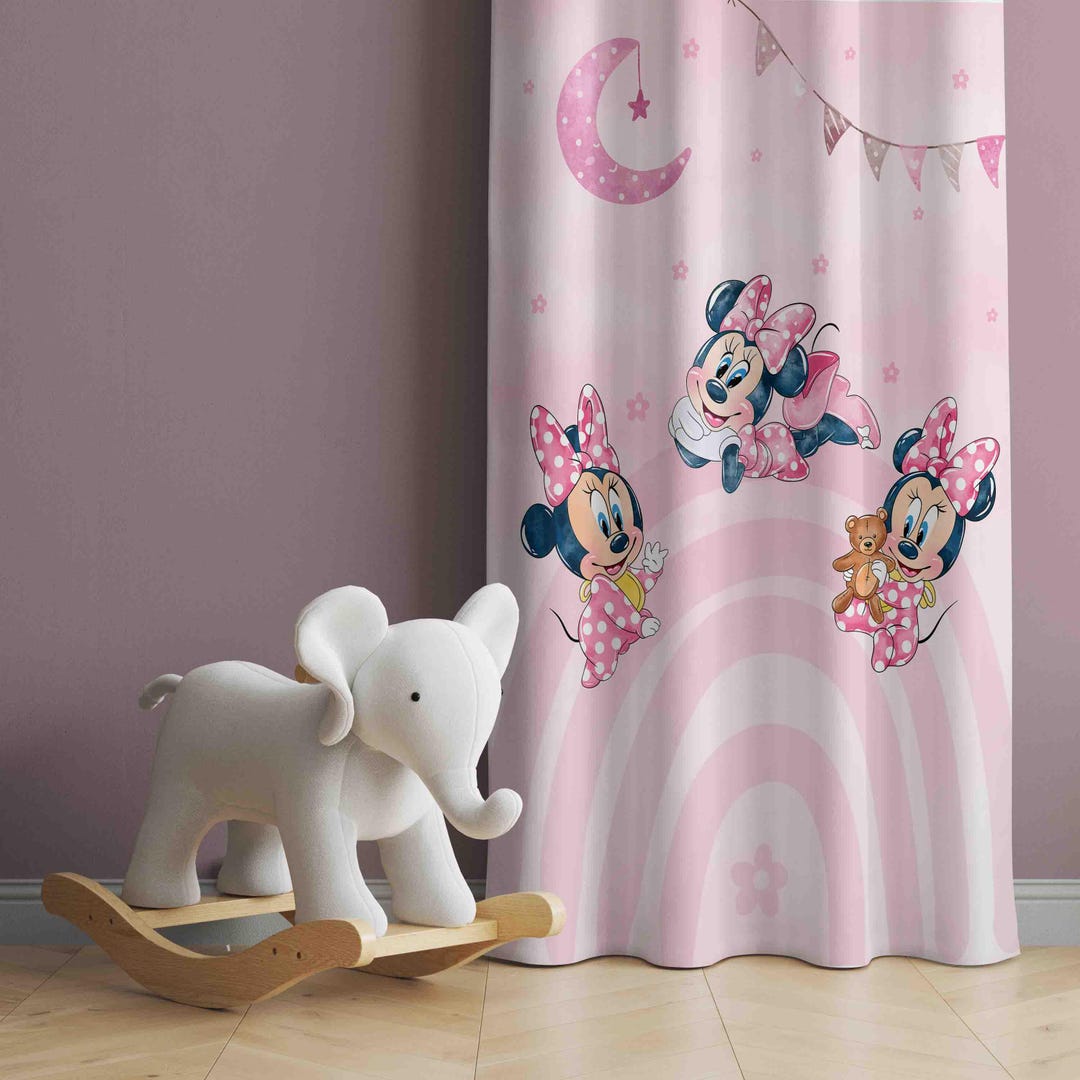Minnie Mouse Curtain, Pink Curtain, Baby Girl Kids Room Curtain ...