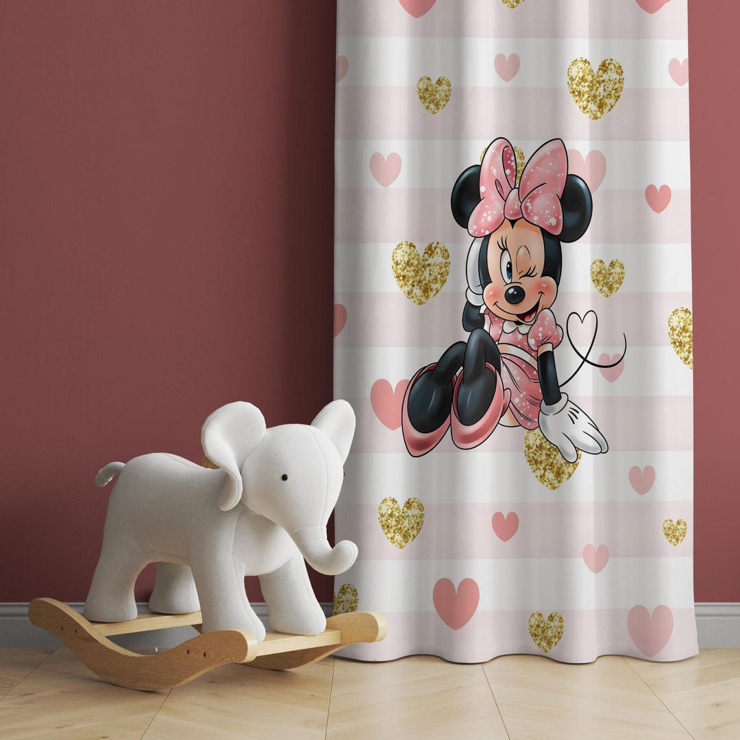 Minnie Mouse Curtain, Pink Curtain, Baby Girl Kids Room Curtain ...