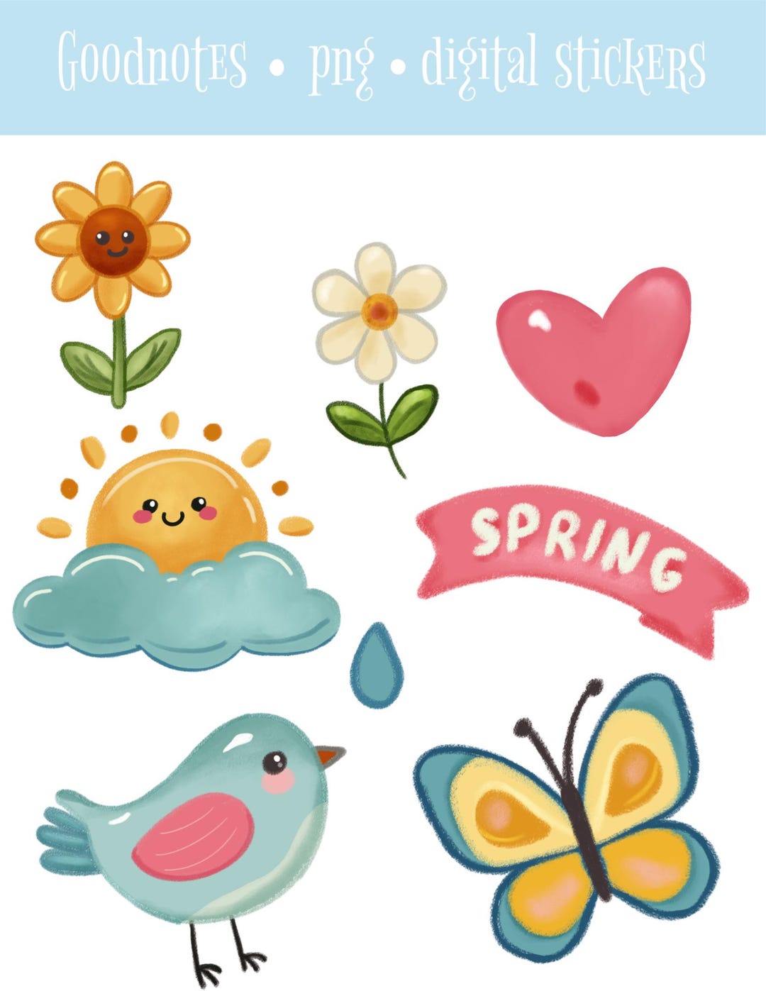 Spring Digital Stickers: Planner Set for Goodnotes (PNG) - Etsy