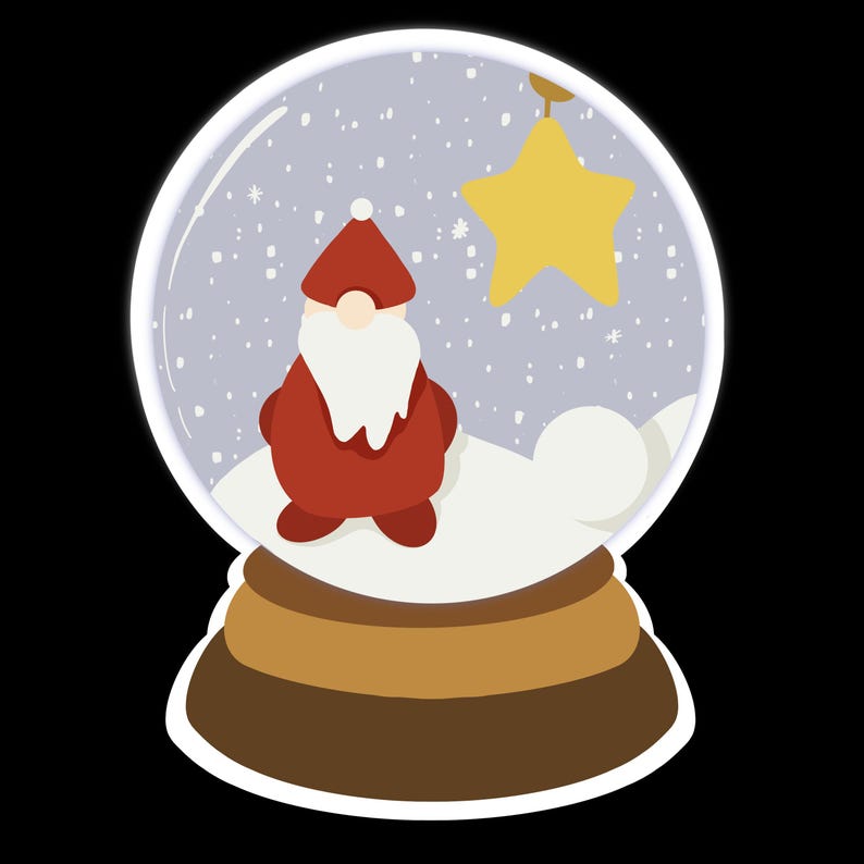 Snow Globe Christmas Stickers | Scandinavian Winter Holiday Clipart ...