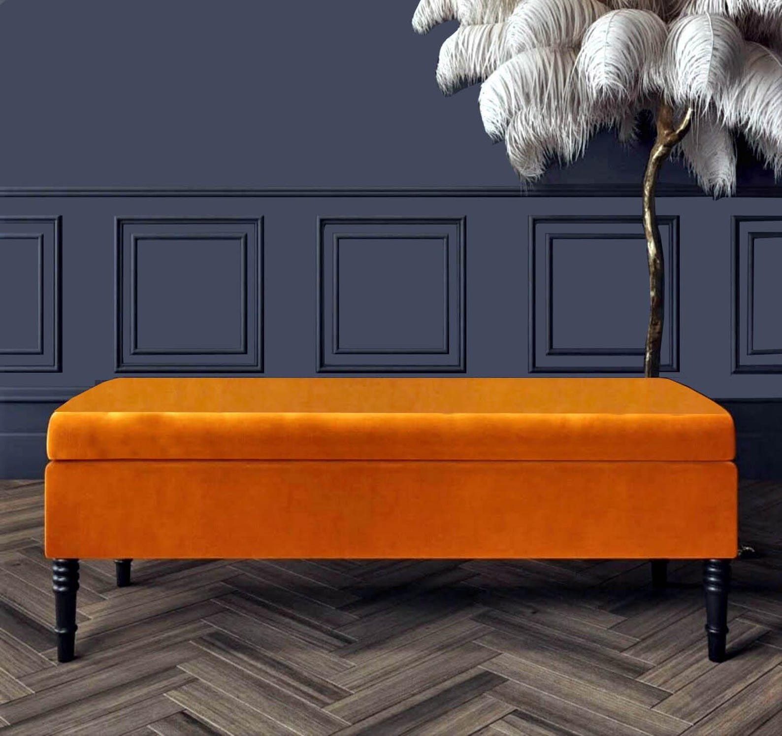 Safar Plain Upholstered Velvet Bench With Storage, End of Bed Bench ...