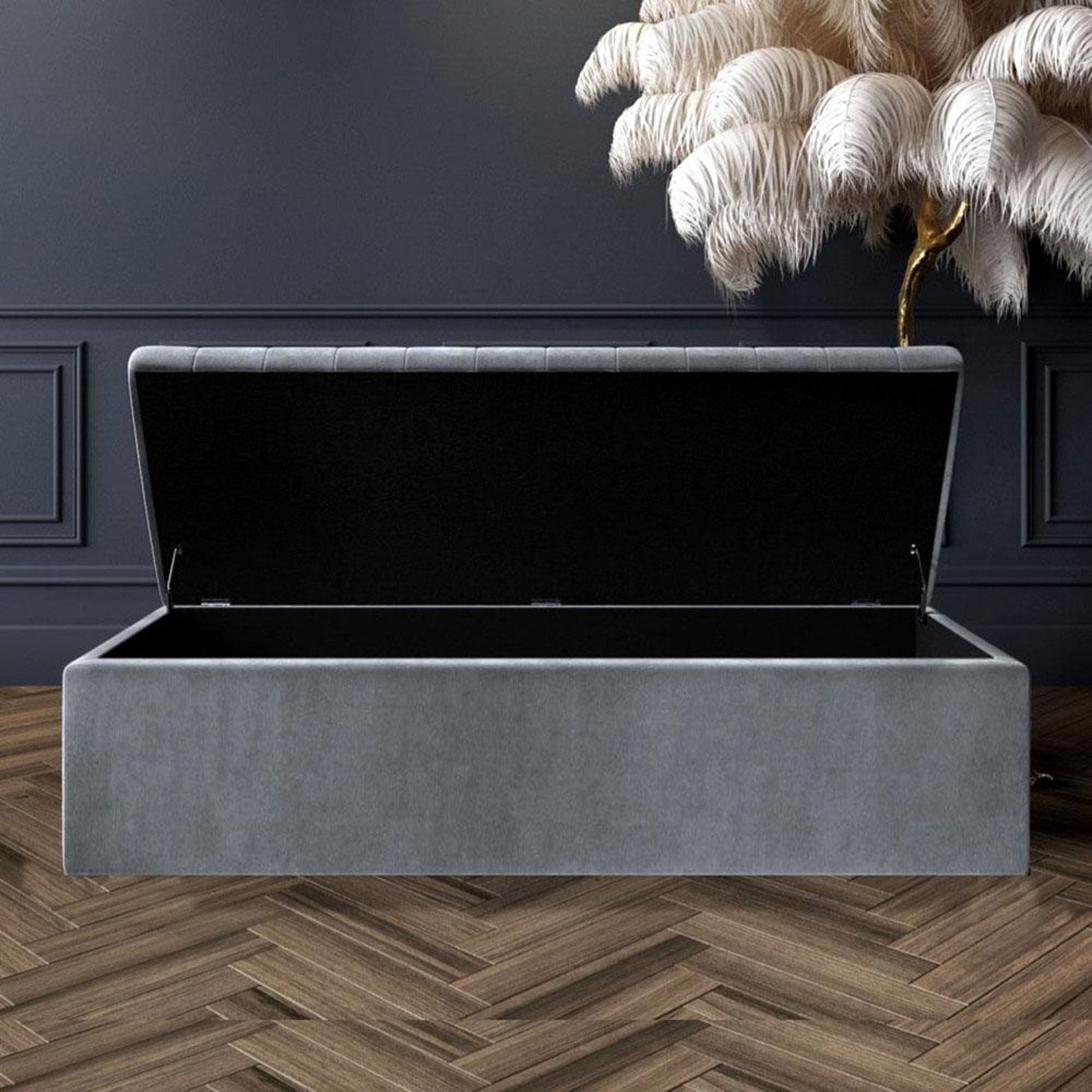 Safar Large Ottoman Storage Box, Velvet Upholstered Blanket Box, End of ...