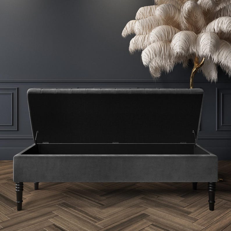 Safar Ottoman Storage Bench With Legs, Striped Upholstered Shoe Bench ...