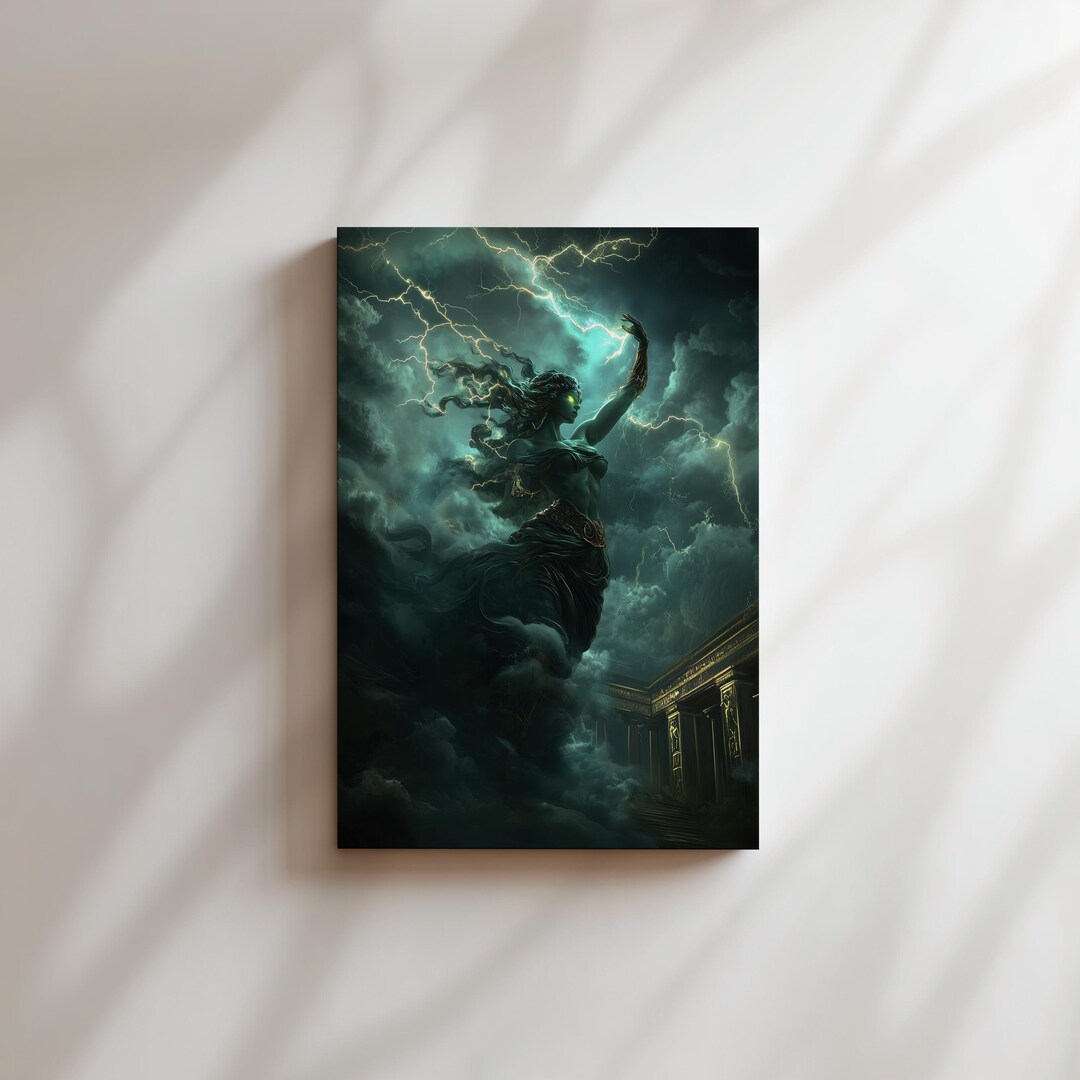 Futuristic Medusa Goddess Wall Art – Mythological Cyberpunk Gorgon ...
