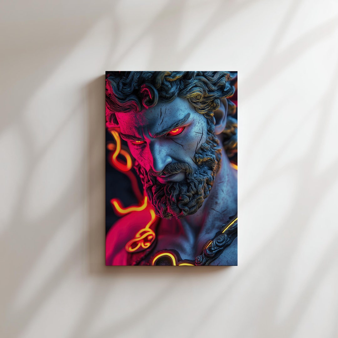 Neon Hades Bust | Futuristic Greek Mythology Art | Glow-in-the-dark ...