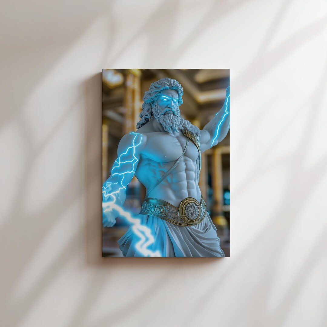 Futuristic Zeus Canvas Print – Cyberpunk Greek Mythology, Divine ...