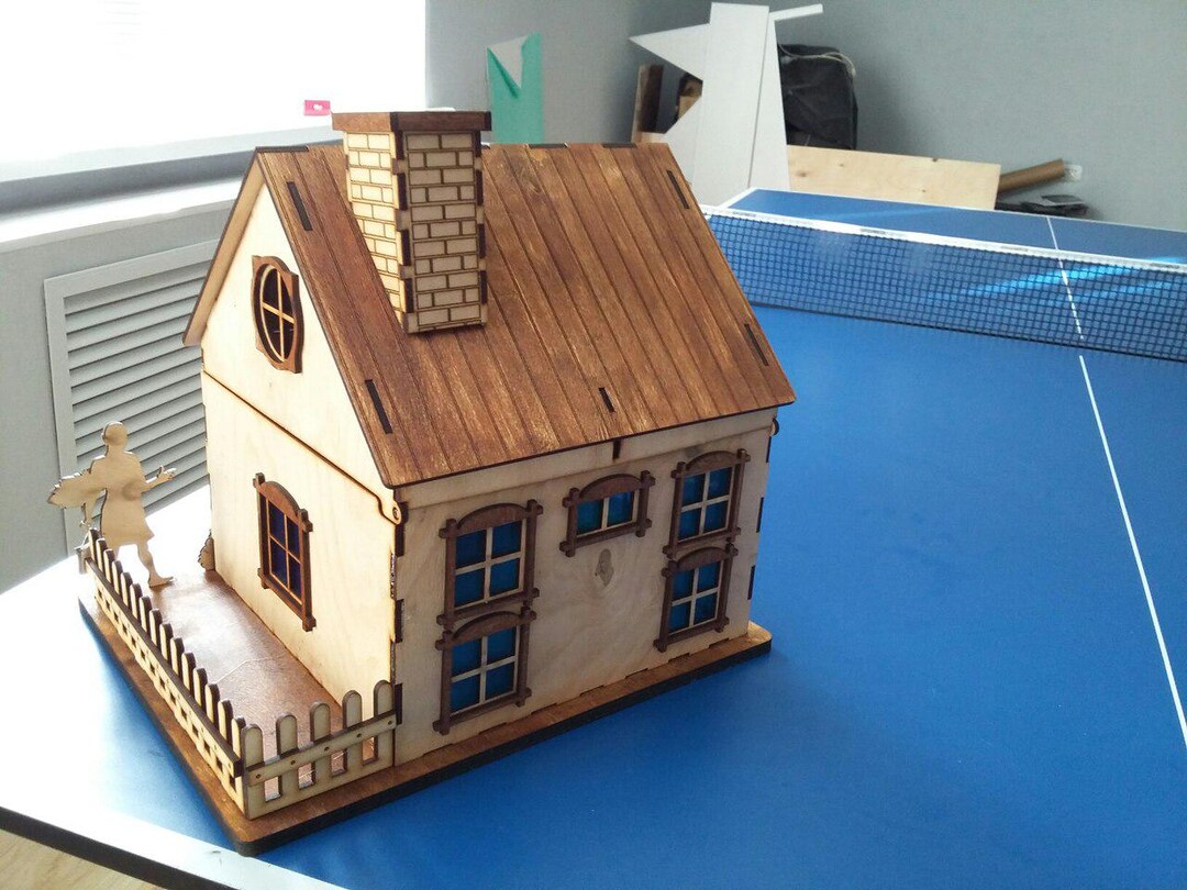 Decorative Wooden House Model Laser Cut Wooden House Svg File House Dxf ...