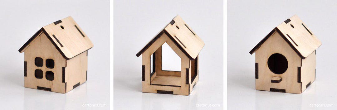 Decorative Wooden House Model Laser Cut Wooden House Svg File House Dxf ...