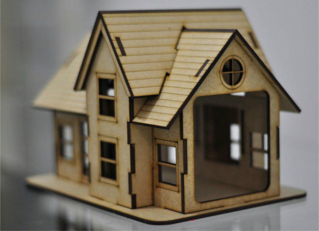 Decorative Wooden House Model Laser Cut Wooden House Svg File House Dxf ...