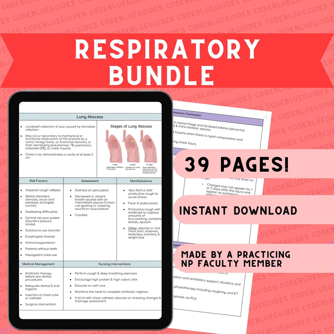 RN Respiratory Nursing Notes Study Guides - Etsy