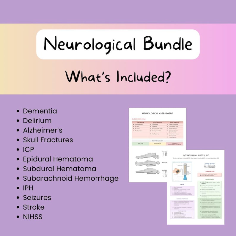 RN Neurological Nursing Notes Study Guide - Etsy