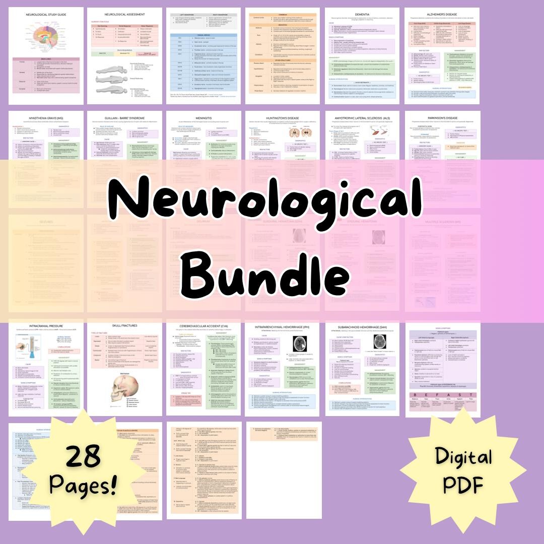 Neurological Nursing Notes Study Guide - Etsy
