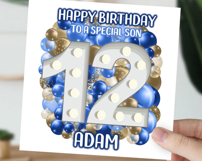 Personalised 12th Birthday Card Twelfth Birthday Card for 12 Year Old ...